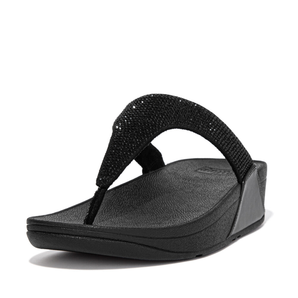 FitFlop LULU Crystal Embellished Toe-Post Sandals - All Black (EC5-090 ...