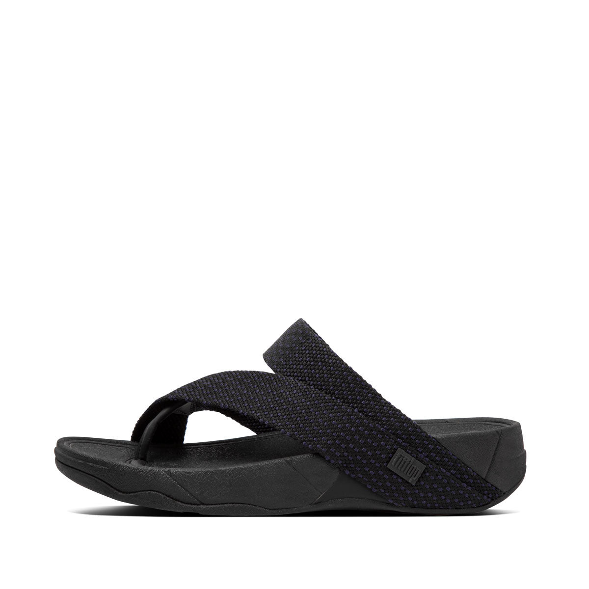 FitFlop SLING Dotted-Weave Toe-Post Sandals - Black/Sea Blue Mix (H06 ...